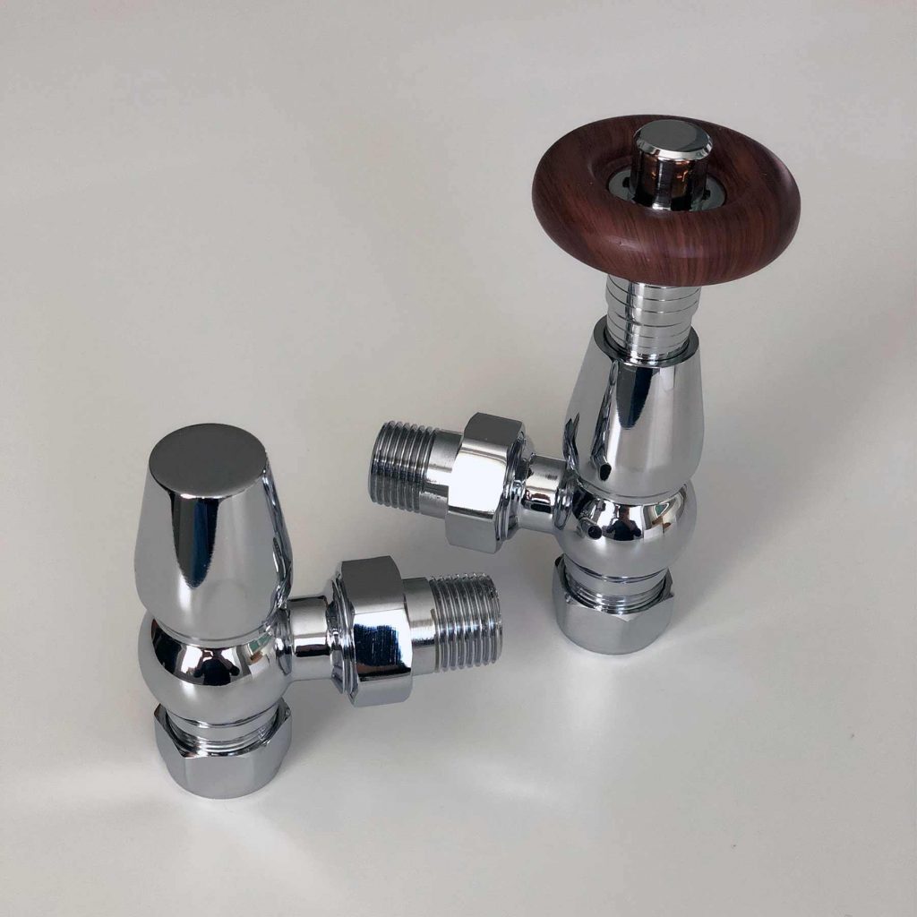 Oxford Traditional Chrome Angled TRV & Lockshield Radiator Valve - Heat ...
