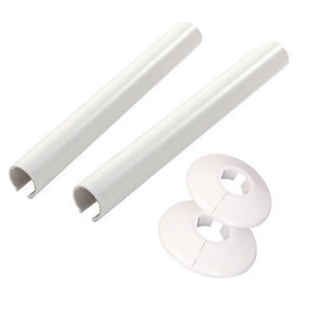 Radiator Pipe Covers White SnapFit 2 Pack 200mm Long 15mm Pipe Central ...